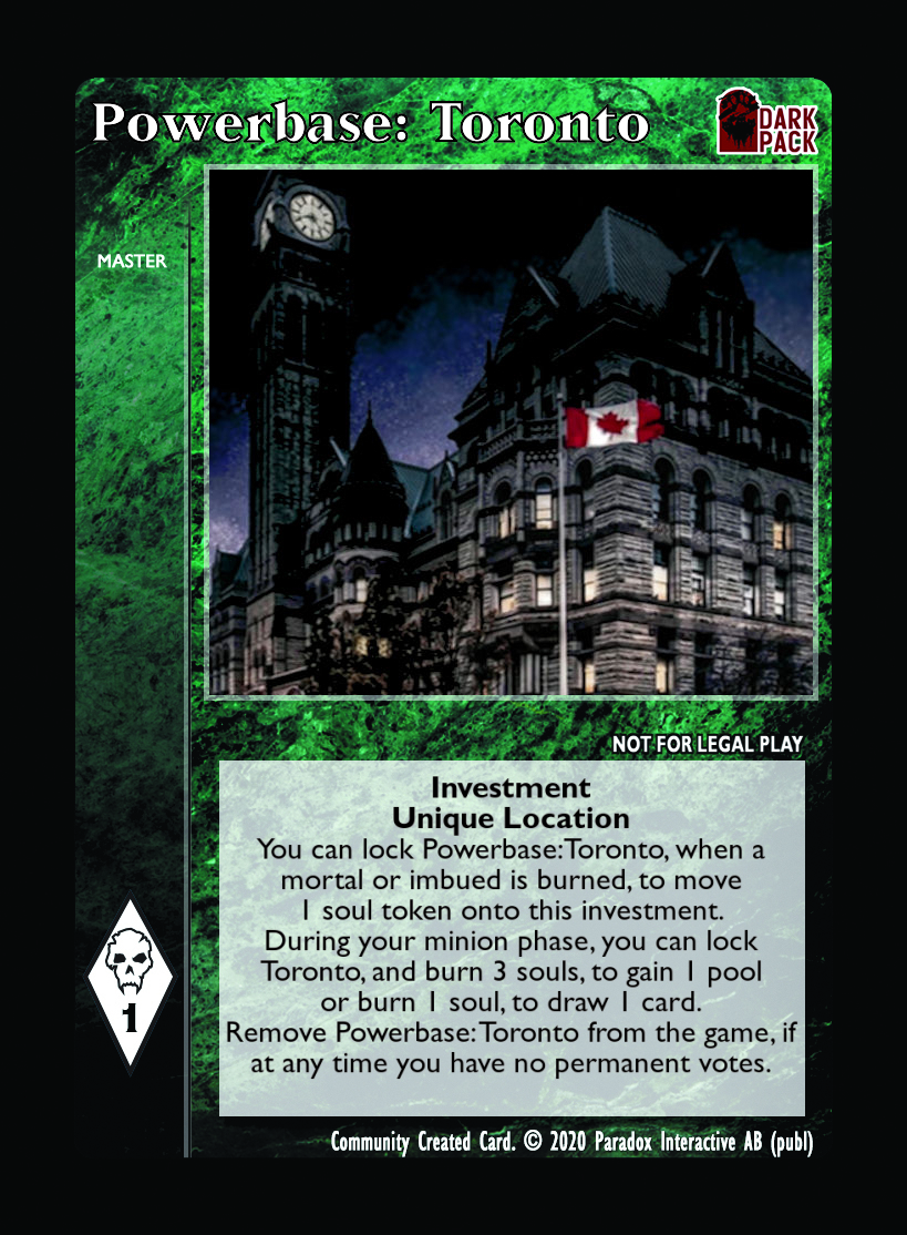 Powerbase: Toronto - Custom Card - Black Chantry Productions | VTES ...