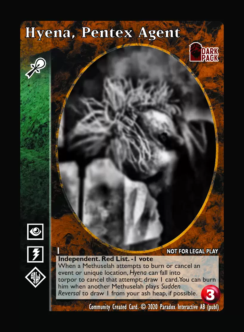 Hyena, Pentex Agent - Custom Card - Black Chantry Productions | VTES ...