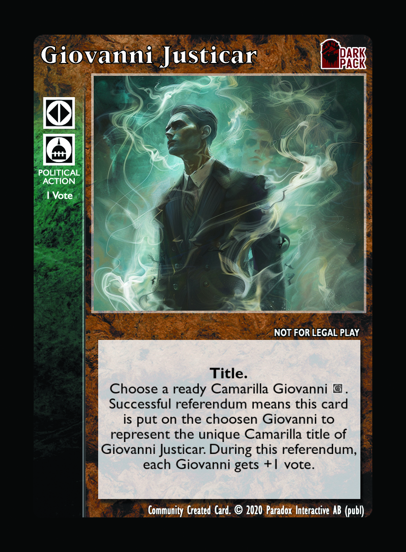 Giovanni Justicar - Custom Card - Black Chantry Productions | VTES ...