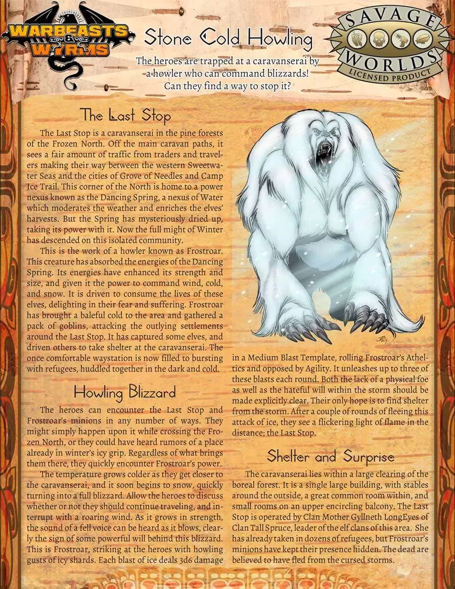 Warbeasts & Wyrms - One Sheet - Stone Cold Howling - Triphammer Games ...