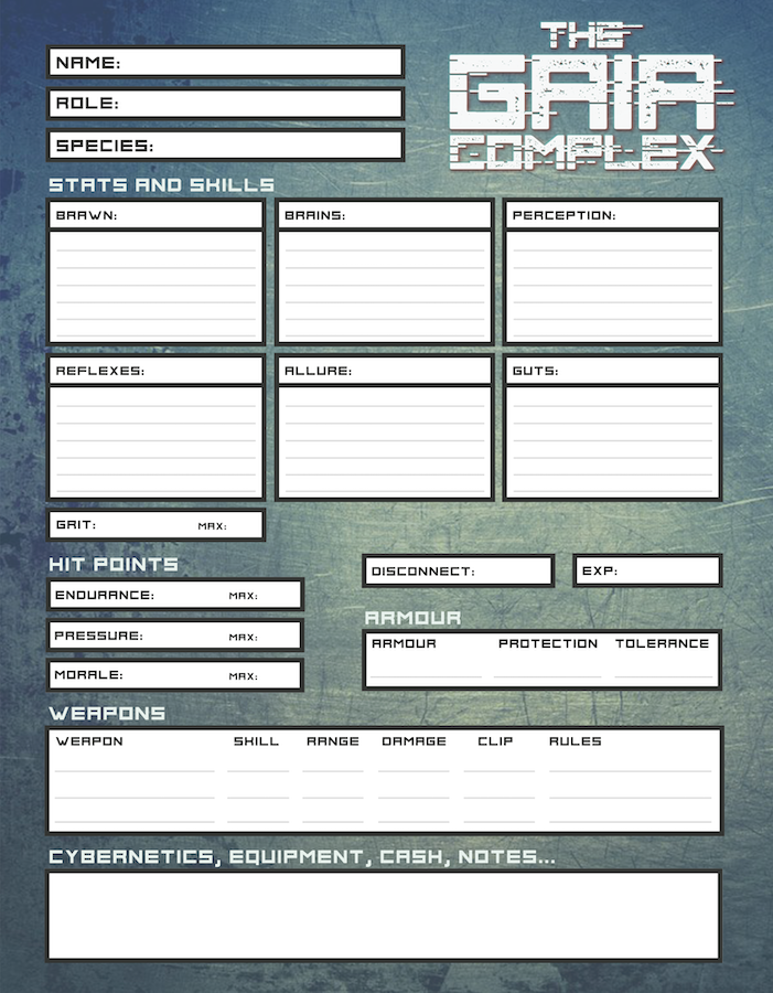 The Gaia Complex - Character Sheet Pack - Hansor Publishing | The Gaia ...