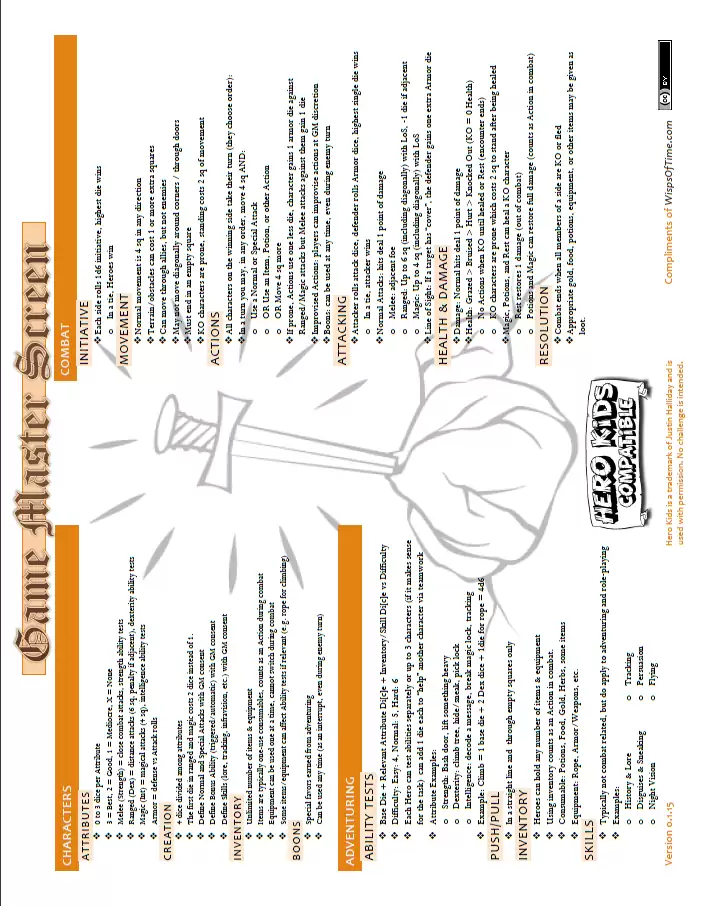 Hero Kids Compatible Game Master Screen - Wisps of Time | DriveThruRPG