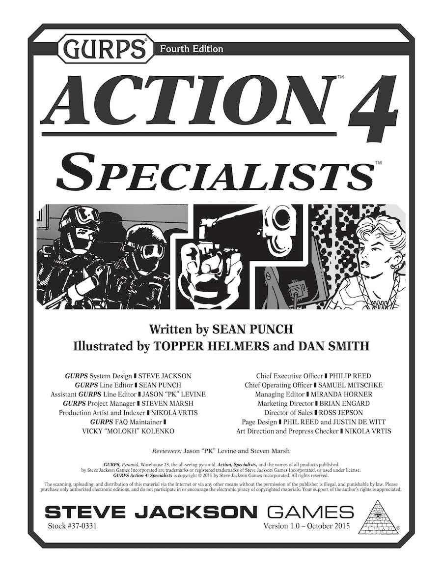 GURPS Action 4: Specialists - Steve Jackson Games | GURPS Fourth ...