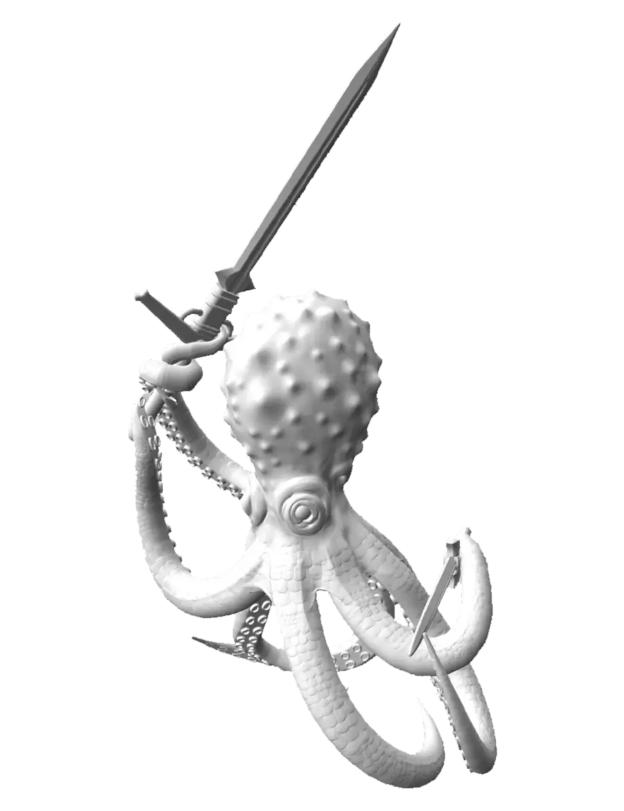 Foes: Octopus Warrior with 2-Handed Sword (STL) - Steve Jackson Games ...