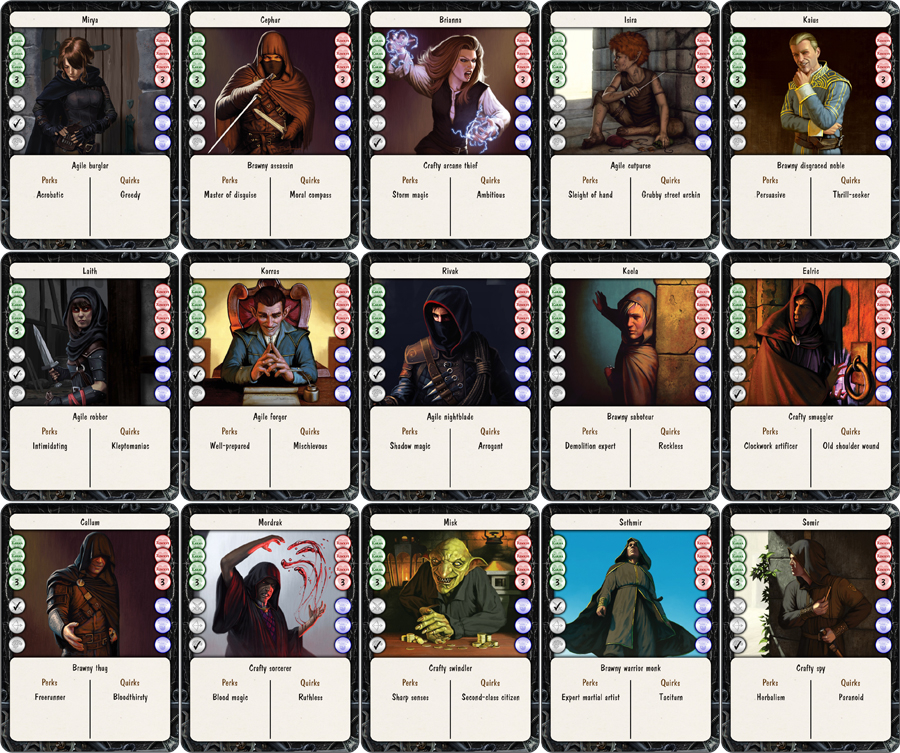 Sharp Knives & Dark Streets: Character Cards (Tricube Tales printed ...