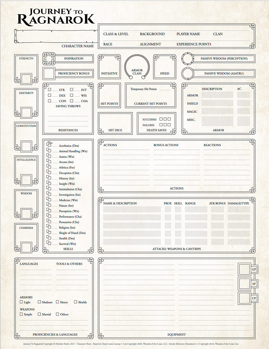 Journey To Ragnarok - Character Sheet - Mana Project Studio | Journey ...