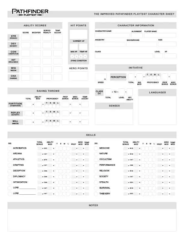 The Improved Pathfinder Playtest Character Sheet - Rachel Sandene ...
