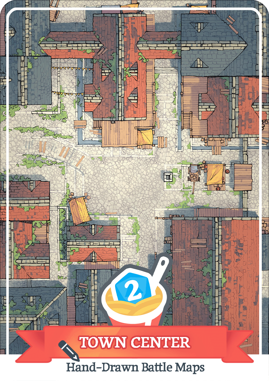 Town Center Battle Map - 2-Minute Tabletop | DriveThruRPG