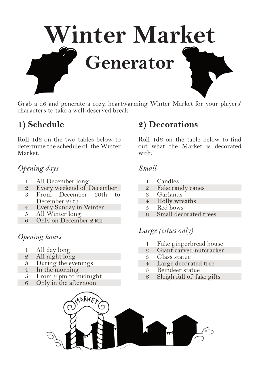 Winter Market Generator - Atelier Clandestin | Freebies | DriveThruRPG