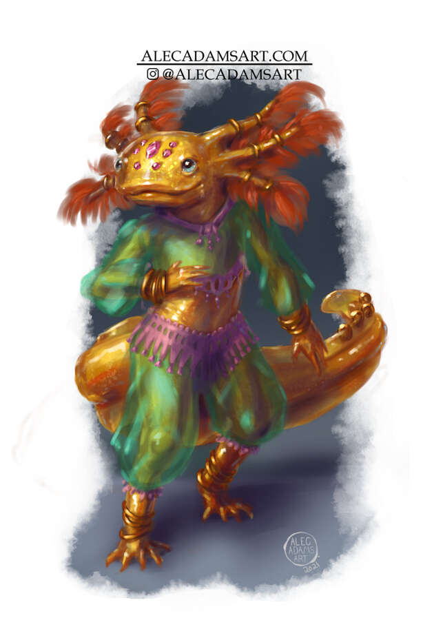 Axolotl Folk Monk - RPG Stock Art - Alec Adams Art | DriveThruRPG