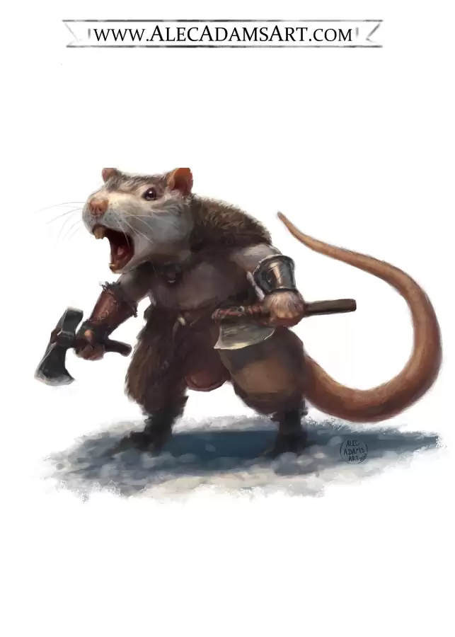 Rat Folk Barbarian - RPG Stock Art - Alec Adams Art | DriveThruRPG