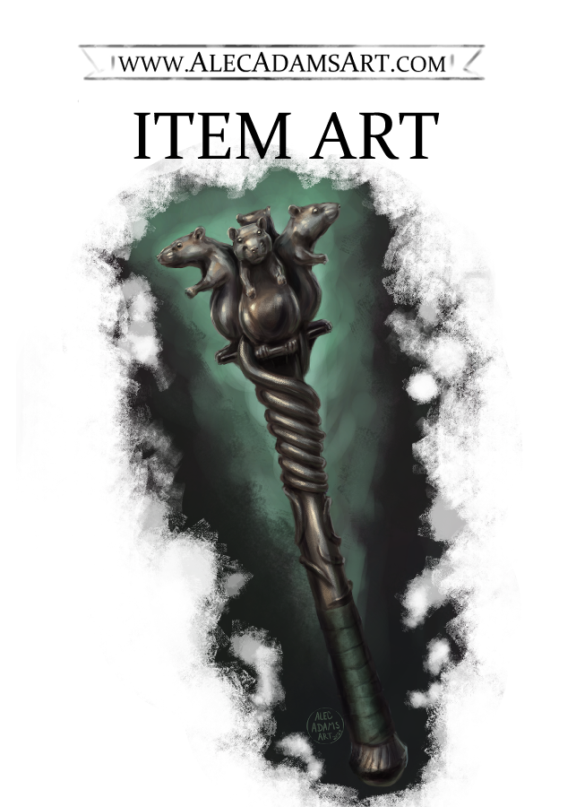 Rat Mace Magic Item - RPG Stock Art - Alec Adams Art | DriveThruRPG