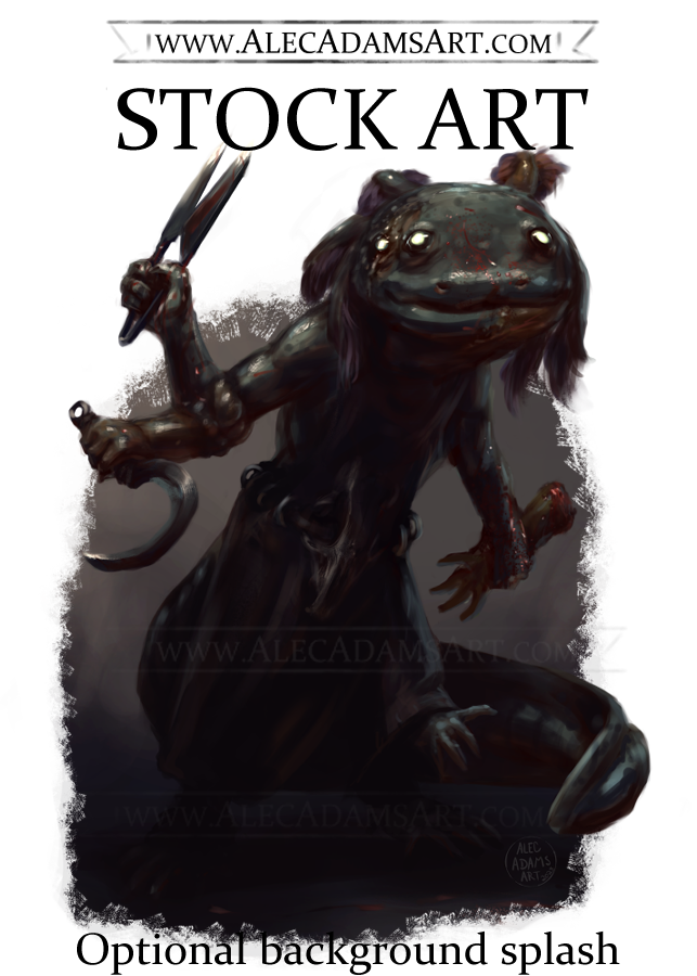 Axolotl Folk Necromancer - Spot Filler RPG Stock Art - Alec Adams Art ...