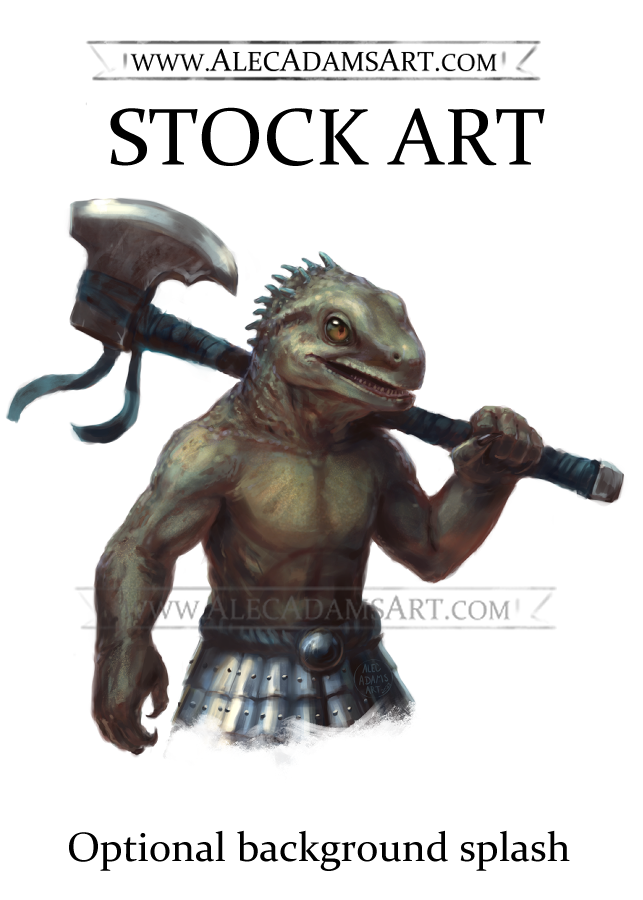 Lizardfolk Warrior - RPG Stock Art - Alec Adams Art | DriveThruRPG