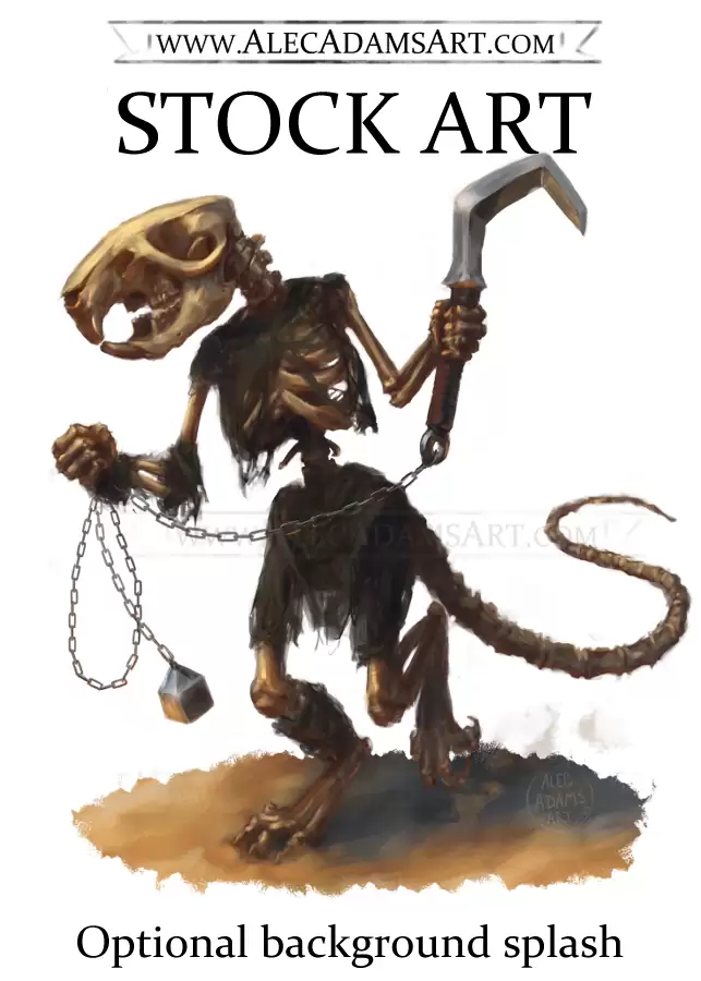 Ratfolk Skeleton Warrior - RPG Stock Art - Alec Adams Art | DriveThruRPG