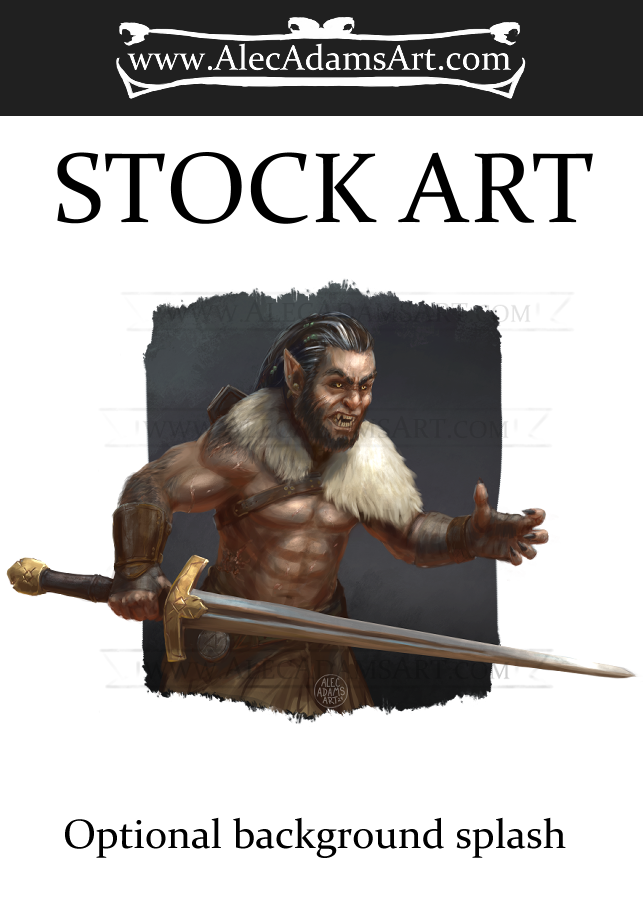 Barbarian Werewolf - Spot Filler RPG Stock Art - Alec Adams Art ...