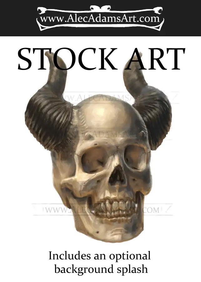 Half-Demon Skull - RPG Stock Art - Alec Adams Art | DriveThruRPG