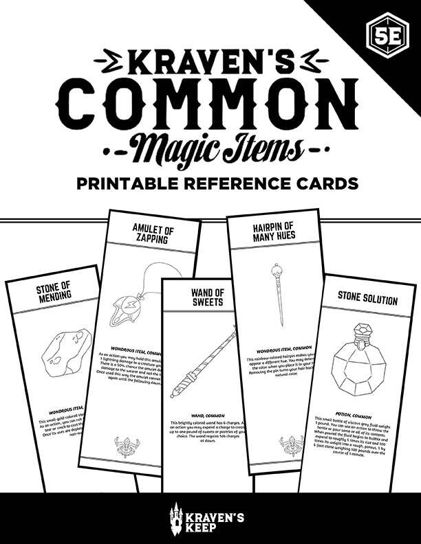 Kraven's Common Magic Item Cards (Black and White) - Kraven's Keep ...