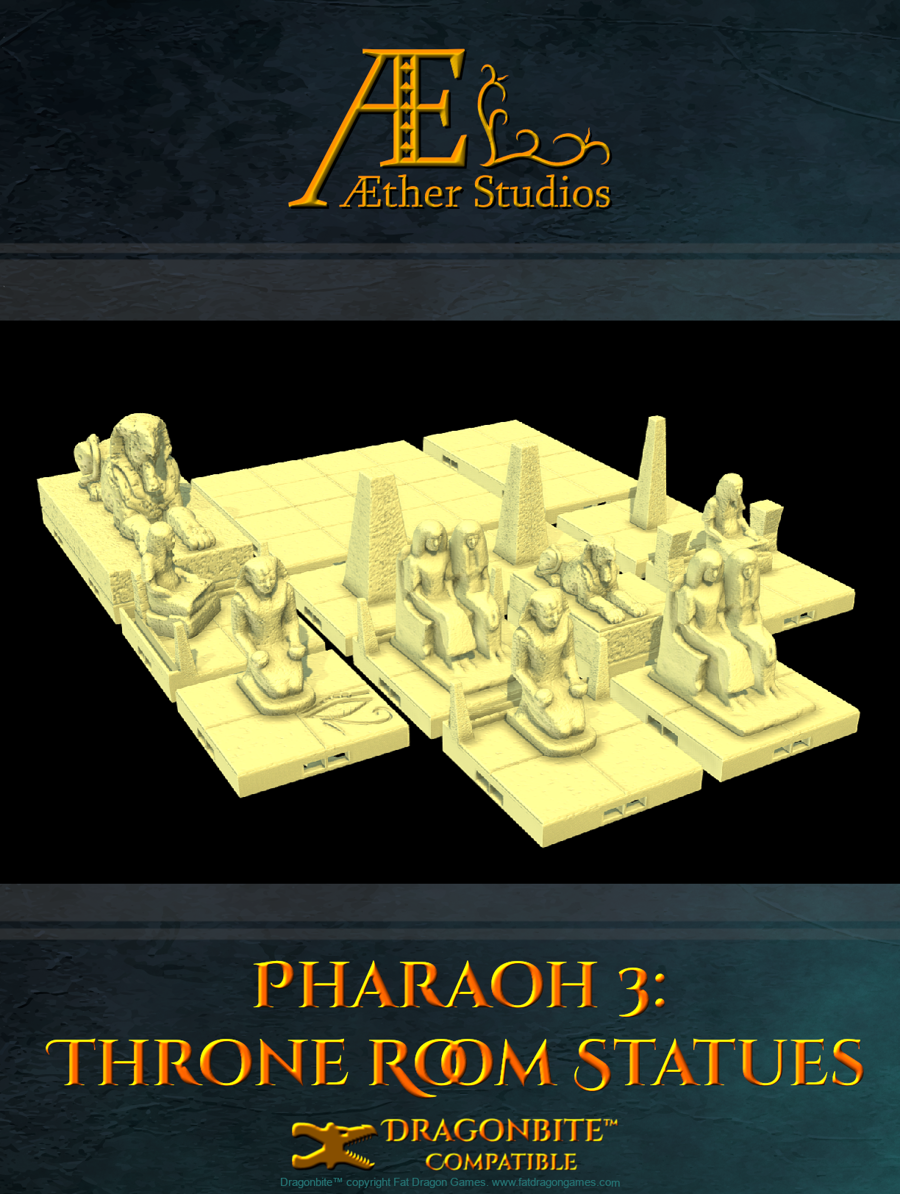 Pharaoh 3: Throne Room Statues - Aether Studios | DriveThruRPG