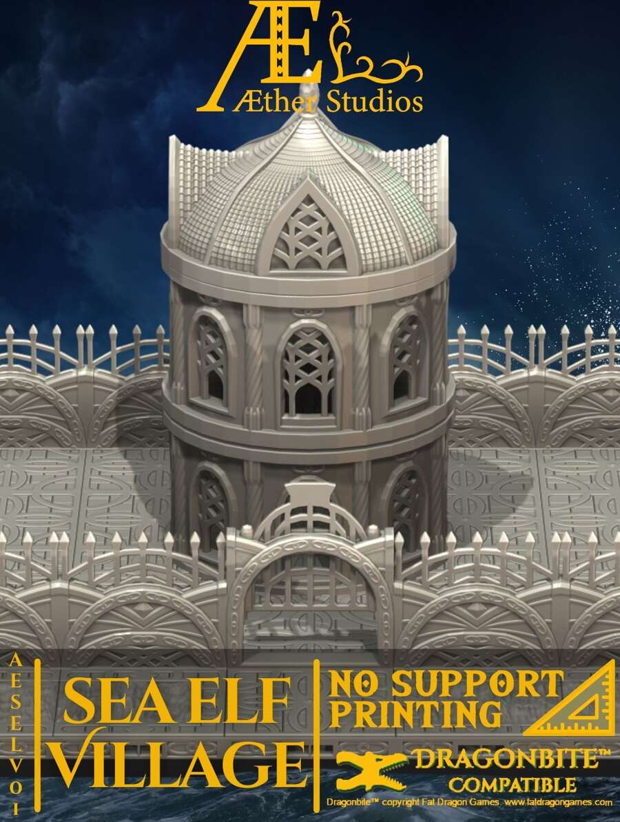 AESELV01 - Sea Elf Village Core - Aether Studios | Dockyards | DriveThruRPG