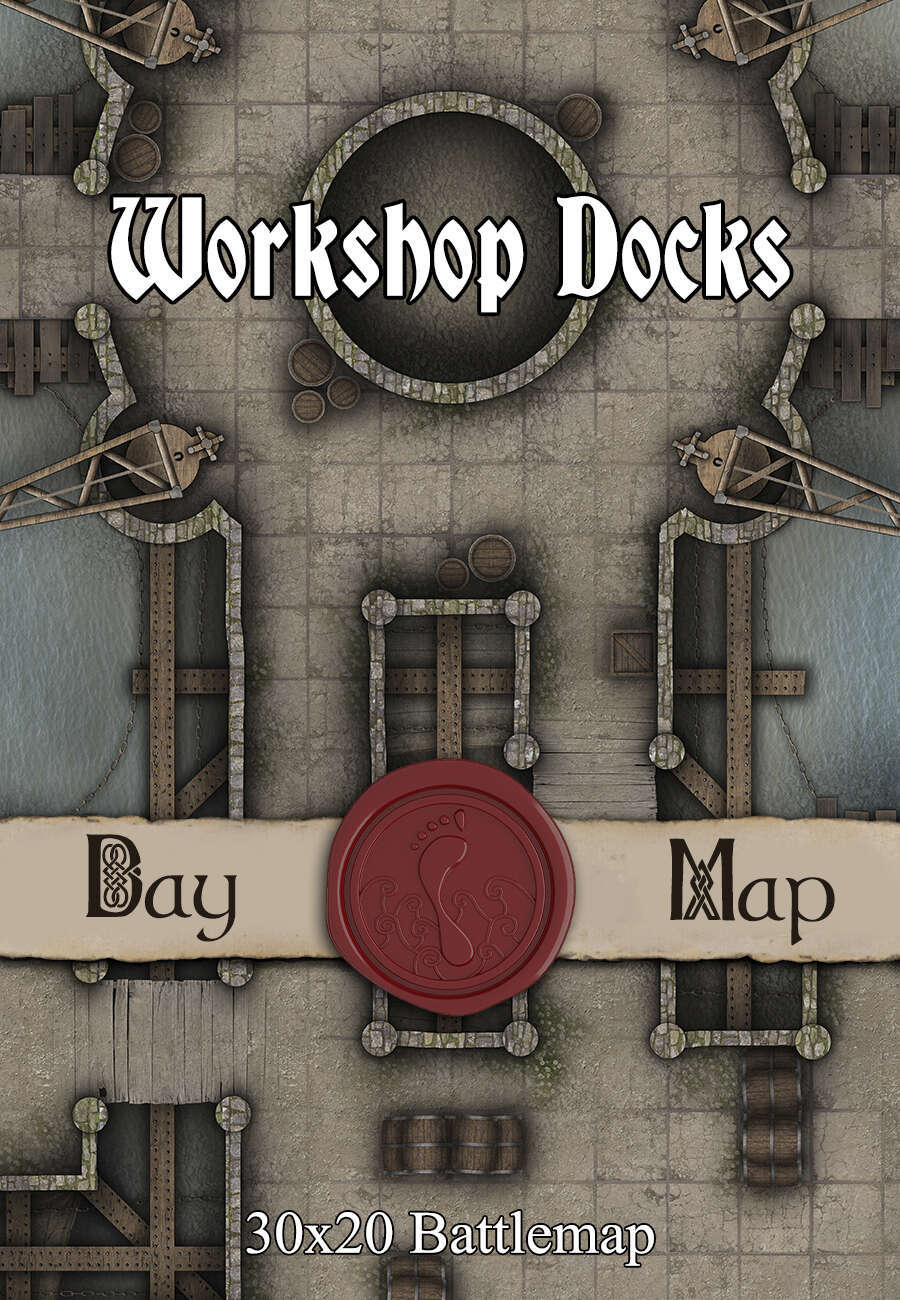 30x20 Battlemap - Workshop Docks - Seafoot Games | Towns & Cities ...