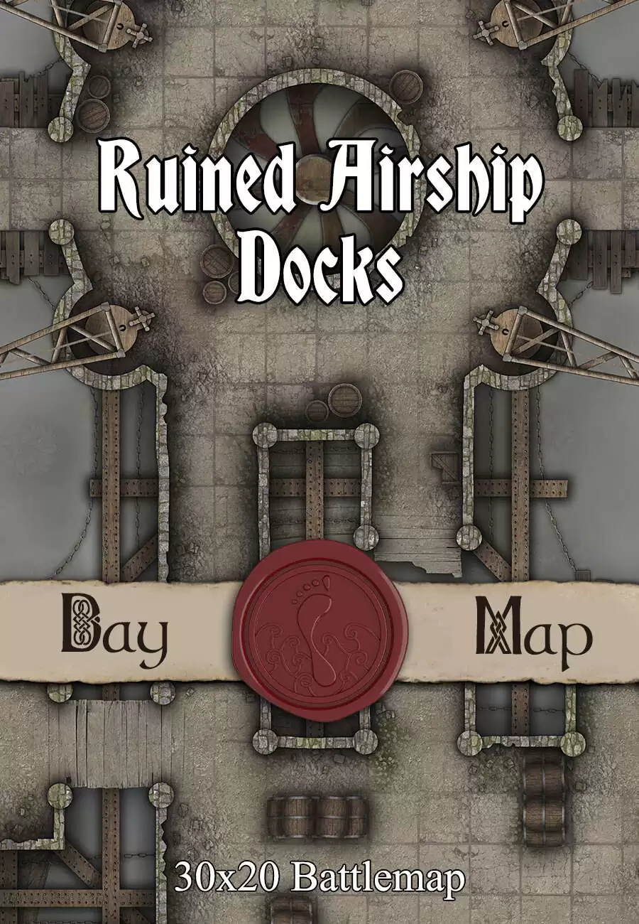 30x20 Battlemap - Ruined Airship Docks - Seafoot Games | Towns & Cities ...