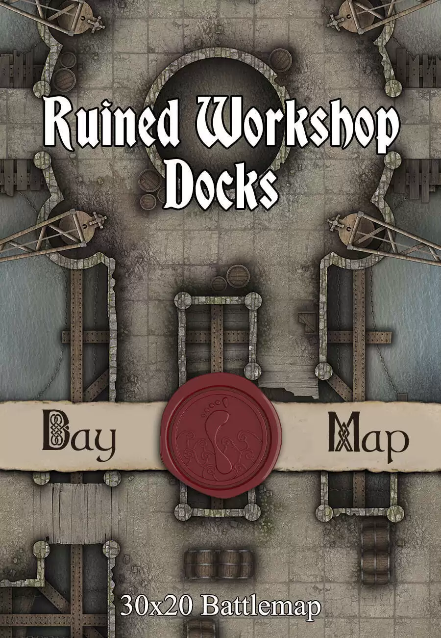 30x20 Battlemap - Ruined Workshop Docks - Seafoot Games | Towns ...