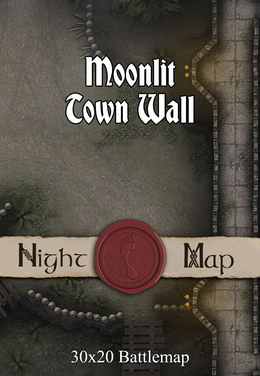30x20 Battlemap - Moonlit Town Wall - Seafoot Games | Towns & Cities ...