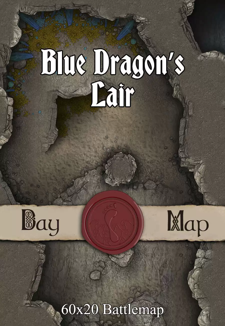 60x20 Battlemap - Blue Dragon’s Lair - Seafoot Games | Caverns | Lairs ...