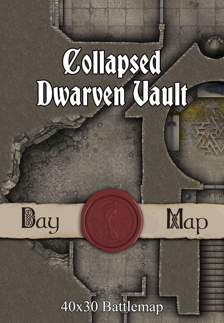 40x30 Battlemap - Collapsed Dwarven Vault - Seafoot Games | Ruins ...