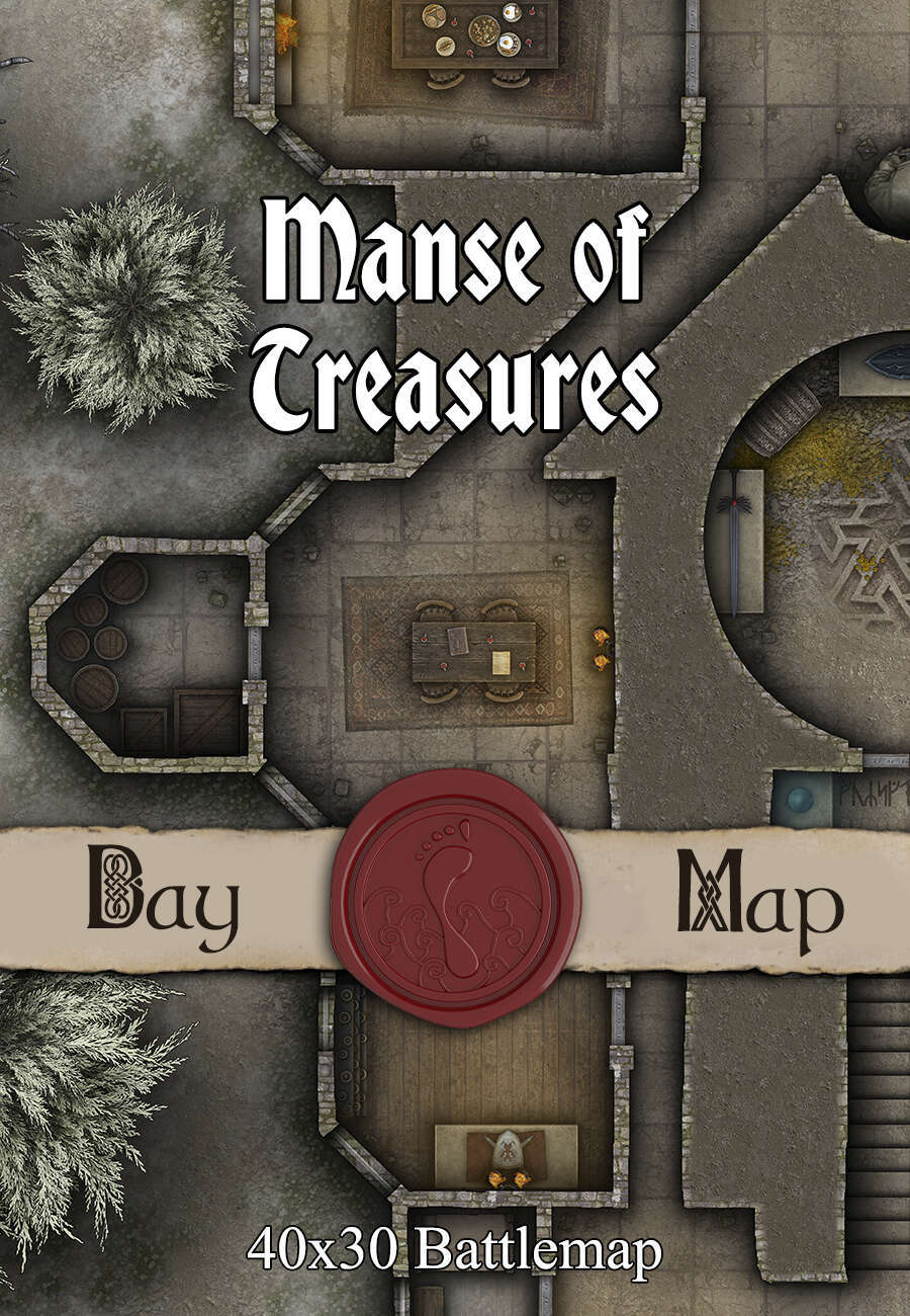 40x30 Battlemap - Manse of Treasures - Seafoot Games | Castles, Manors ...