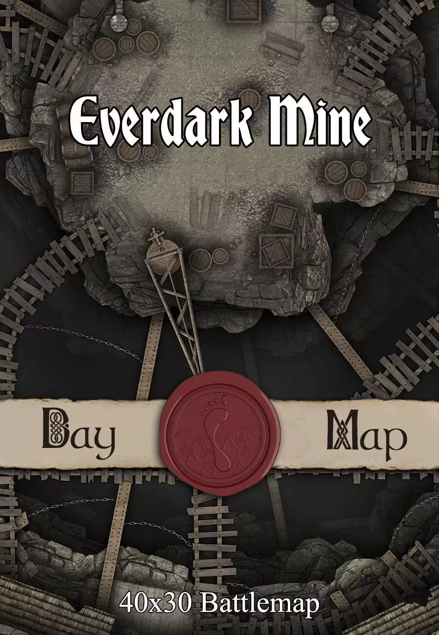 40x30 Battlemap - Everdark Mine - Seafoot Games | Ruins | Dungeons | Caverns | DriveThruRPG