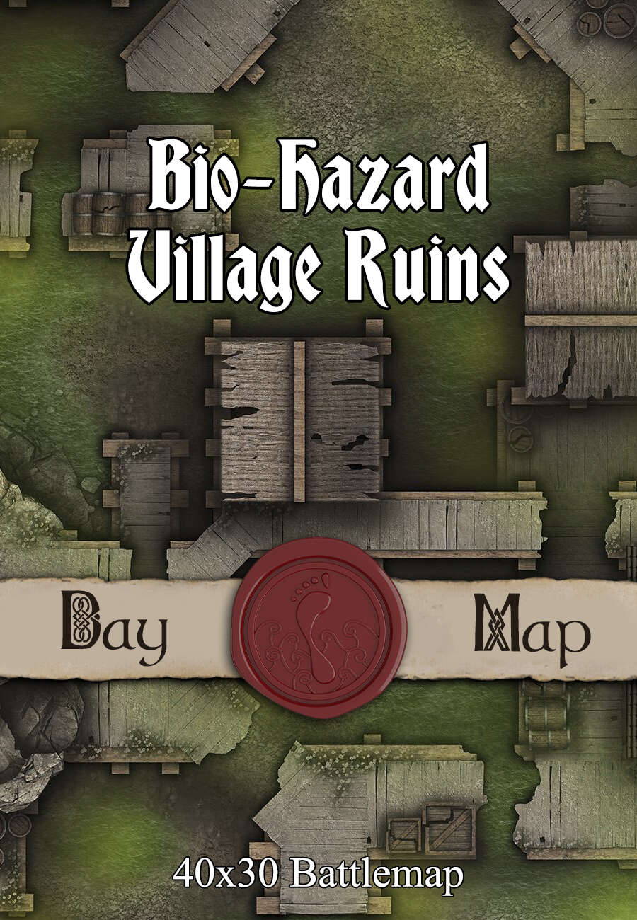 40x30 Battlemap - Bio-Hazard Village Ruins - Seafoot Games | Towns ...