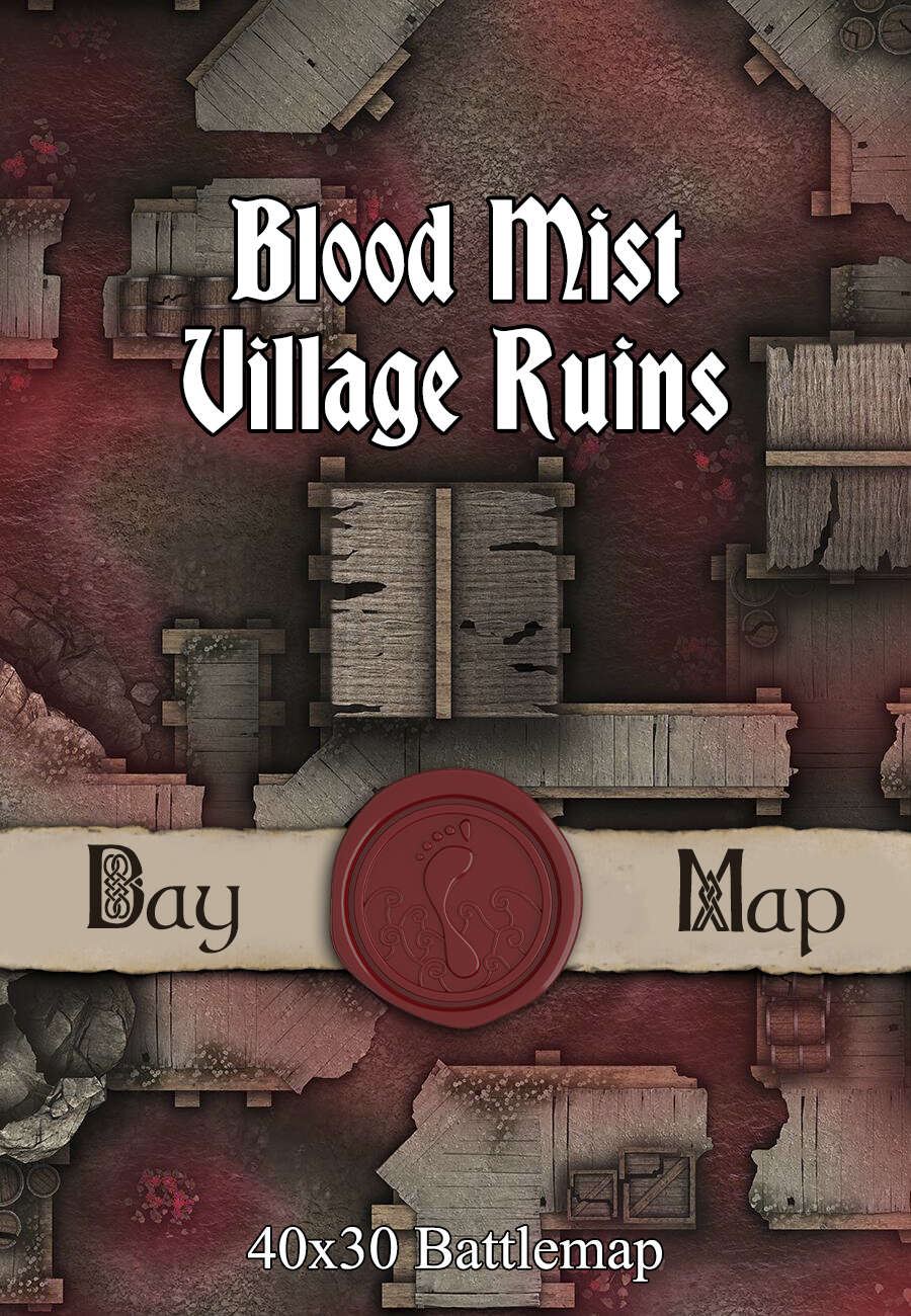 40x30 Battlemap - Blood Mist Village Ruins - Seafoot Games | Towns ...