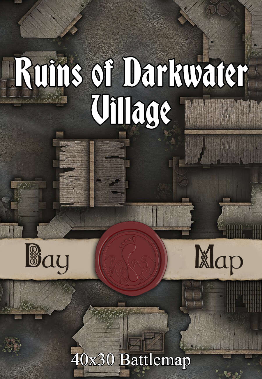 40x30 Battlemap - Ruins of Darkwater Village - Seafoot Games | Towns ...