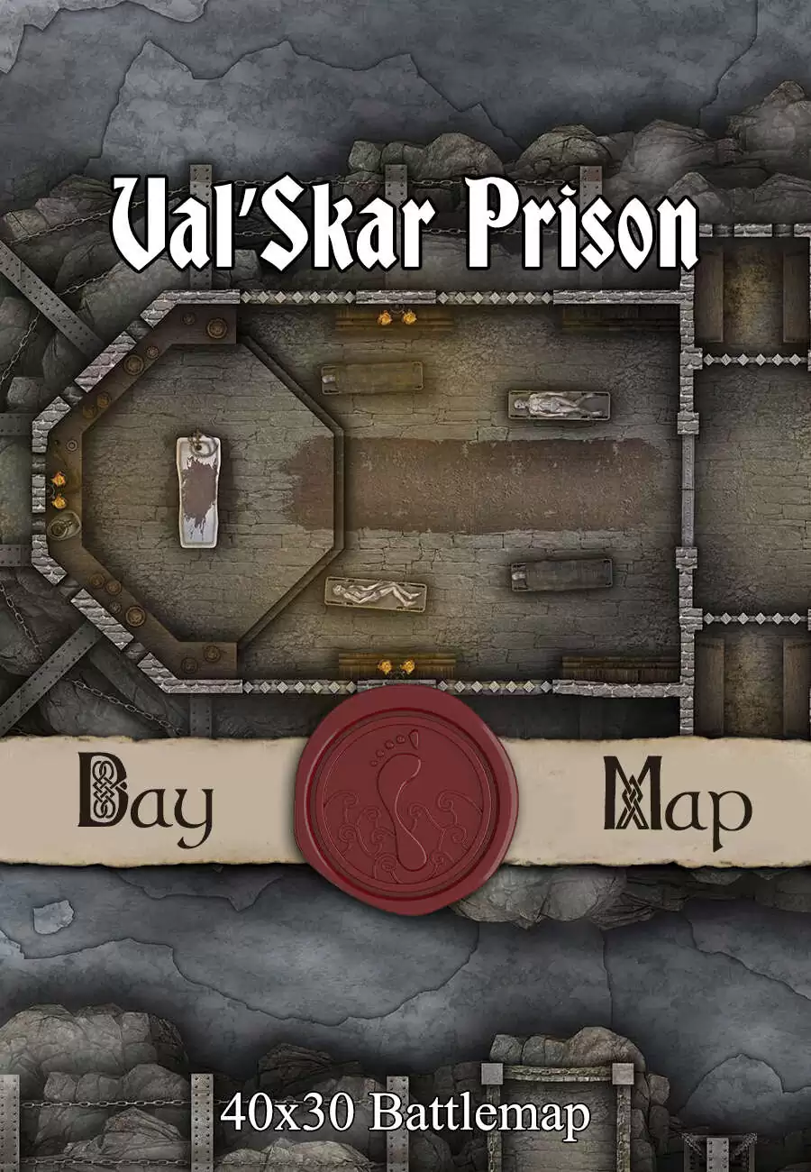 40x30 Battlemap - Val’Skar Prison - Seafoot Games | Ruins | Forests | Winter | DriveThruRPG