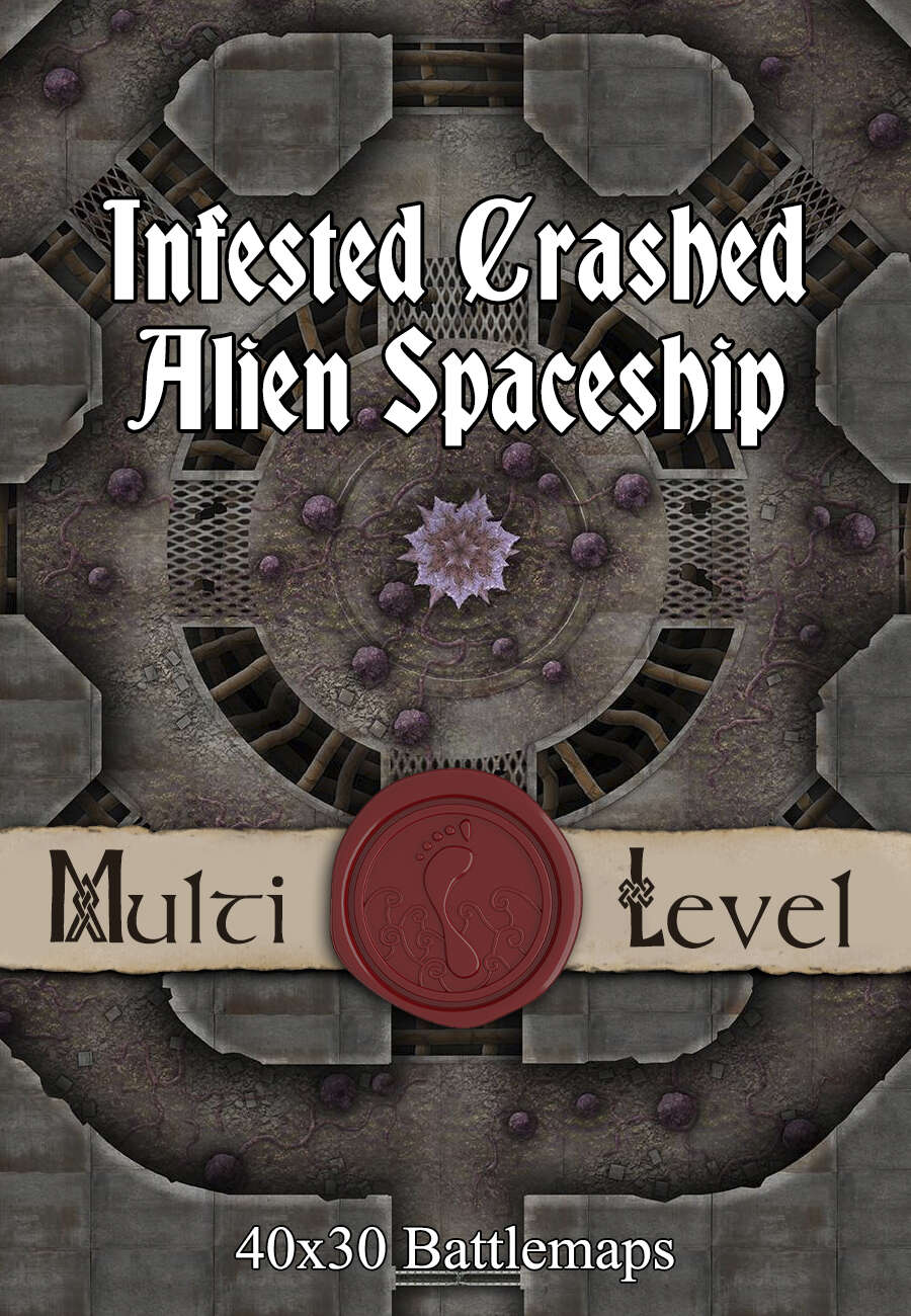 40x30 Multi-Level Battlemap - Infested Crashed Alien Spaceship ...