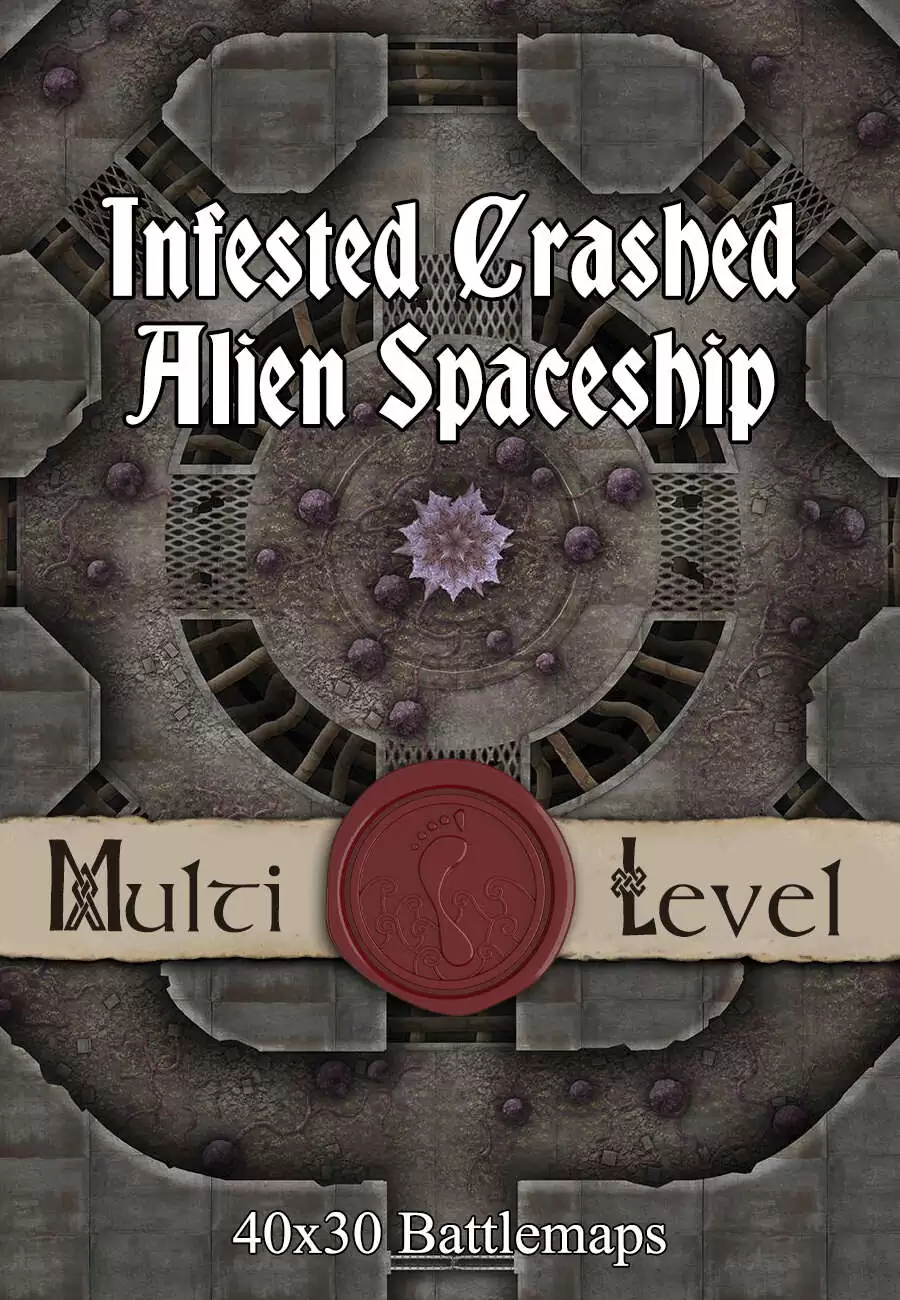 40x30 Multi-Level Battlemap - Infested Crashed Alien Spaceship ...
