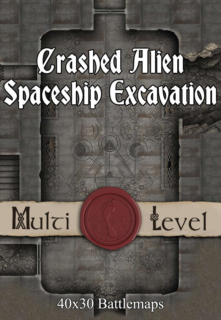 40x30 Multi-Level Battlemap - Crashed Alien Spaceship Excavation ...