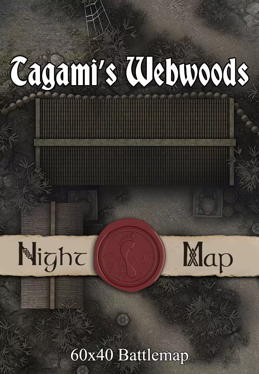 60x40 Battlemap - Tagami’s Webwoods - Seafoot Games | Camps & Outposts | Towns & Cities | Night ...