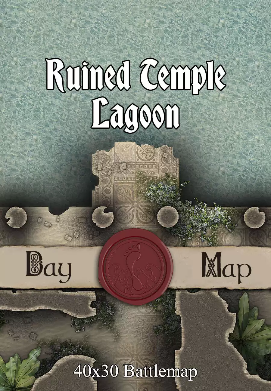 40x30 Battlemap - Ruined Temple Lagoon - Seafoot Games | Ruins ...