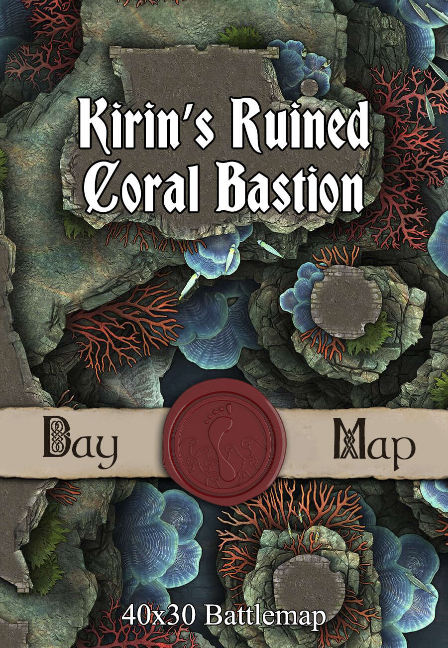 40x30 Battlemap - Kirin’s Ruined Coral Bastion - Seafoot Games ...