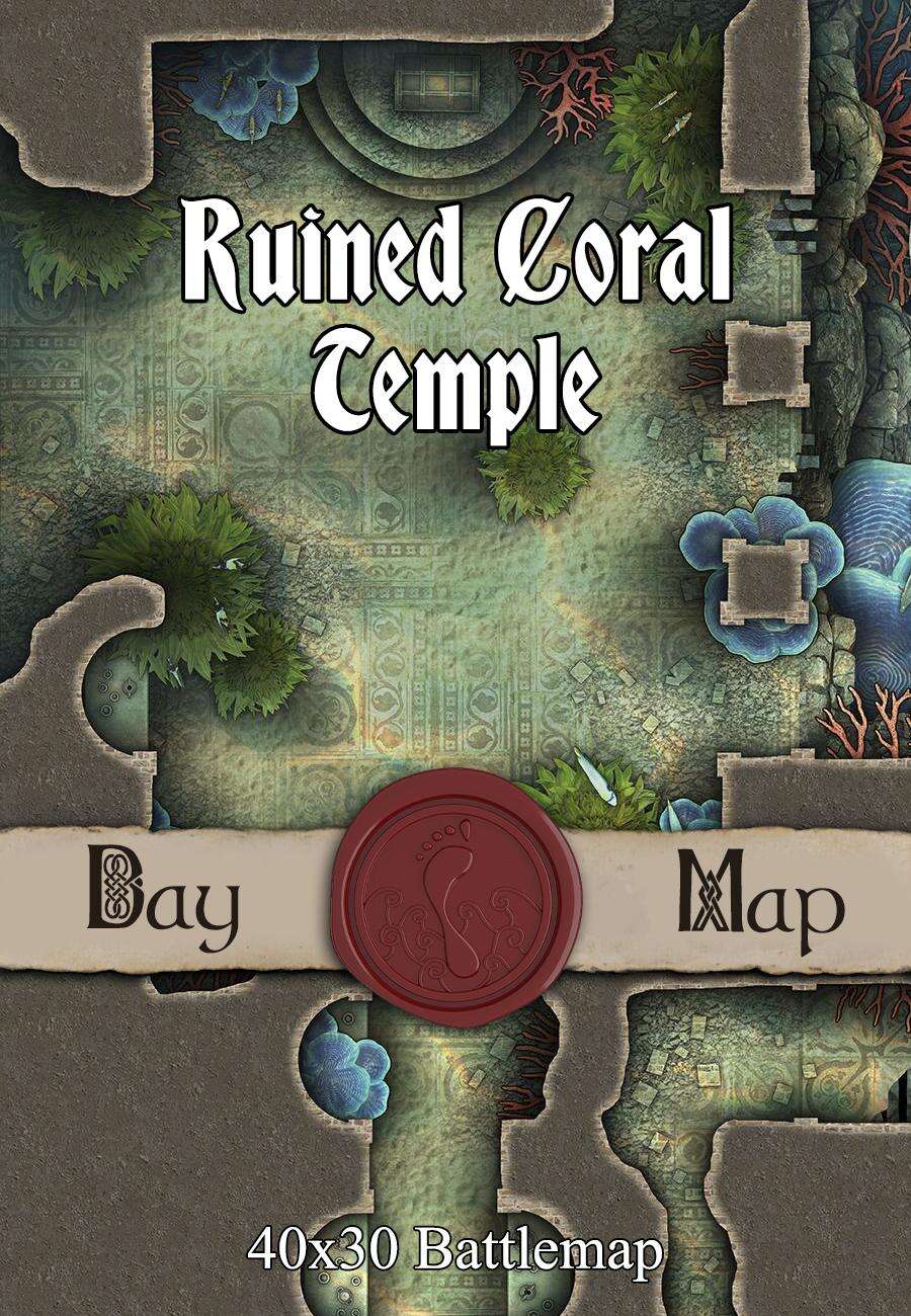 40x30 Battlemap - Ruined Coral Temple - Seafoot Games | Ruins | Temples ...