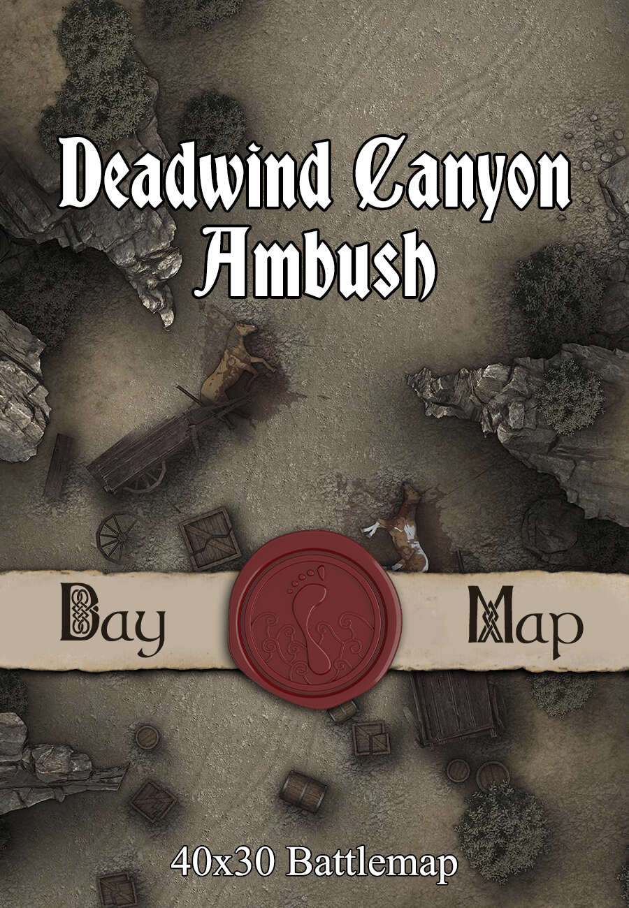 40x30 Battlemap - Deadwind Canyon Ambush - Seafoot Games | Roads ...