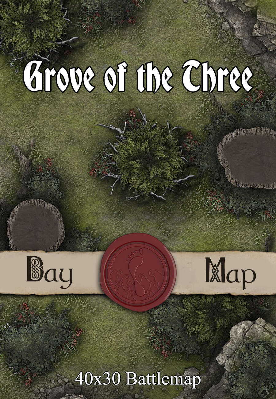 40x30 Battlemap - Grove of the Three - Seafoot Games | Forests ...