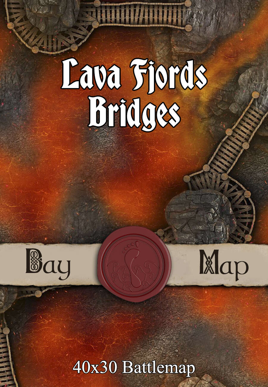 40x30 Battlemap - Lava Fjords Bridges - Seafoot Games | Volcanic ...