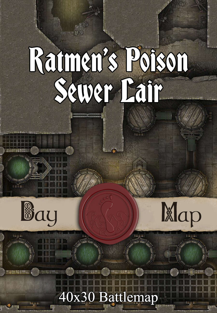 40x30 Battlemap - Ratmens Poison Sewer Lair - Seafoot Games | Towns ...