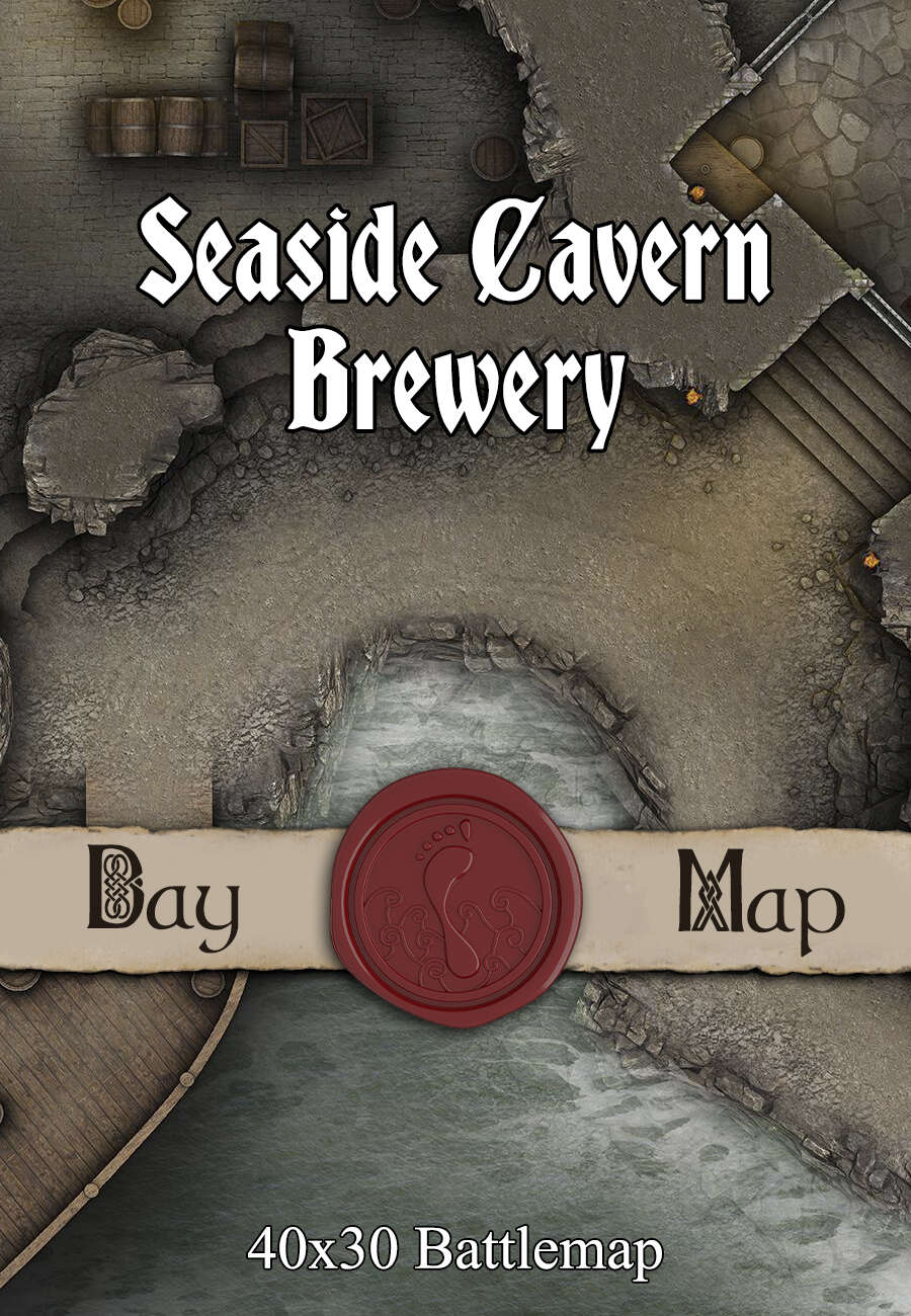 40x30 Battlemap - Seaside Cavern Brewery - Seafoot Games | Camps & Outposts | Coasts | DriveThruRPG