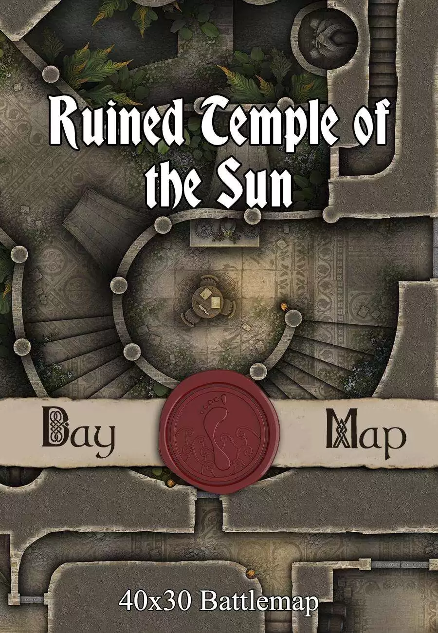 40x30 Battlemap - Ruined Temple of the Sun - Seafoot Games | Ruins ...