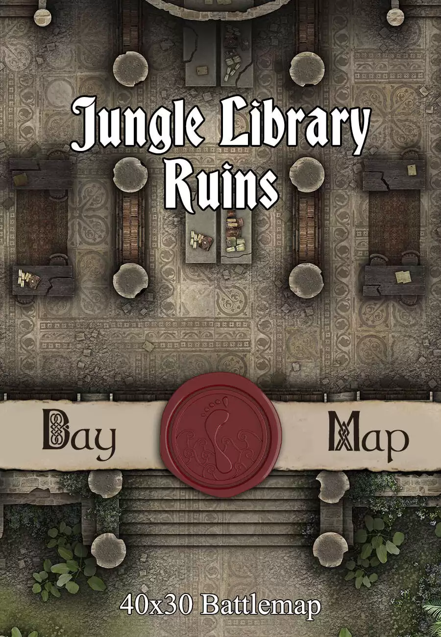 40x30 Battlemap - Jungle Library Ruins - Seafoot Games | Castles ...
